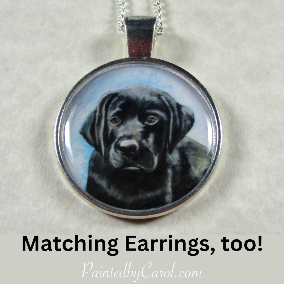 Black Labrador Retriever Portrait Pendant, Black Lab Necklace, Black ...