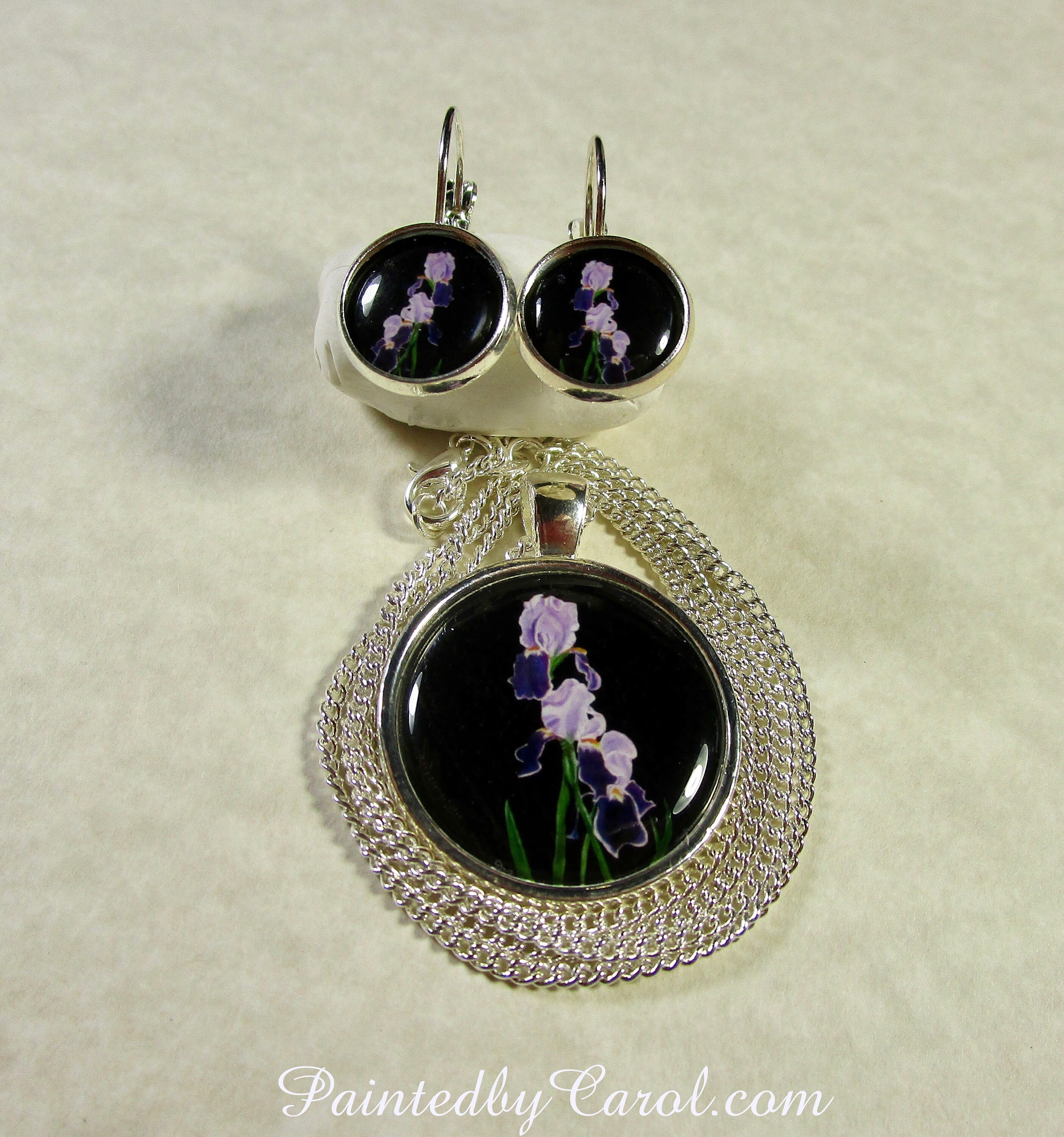 Bearded Iris Pendant, Bearded Iris Jewelry, Iris Necklace, Purple Iris ...
