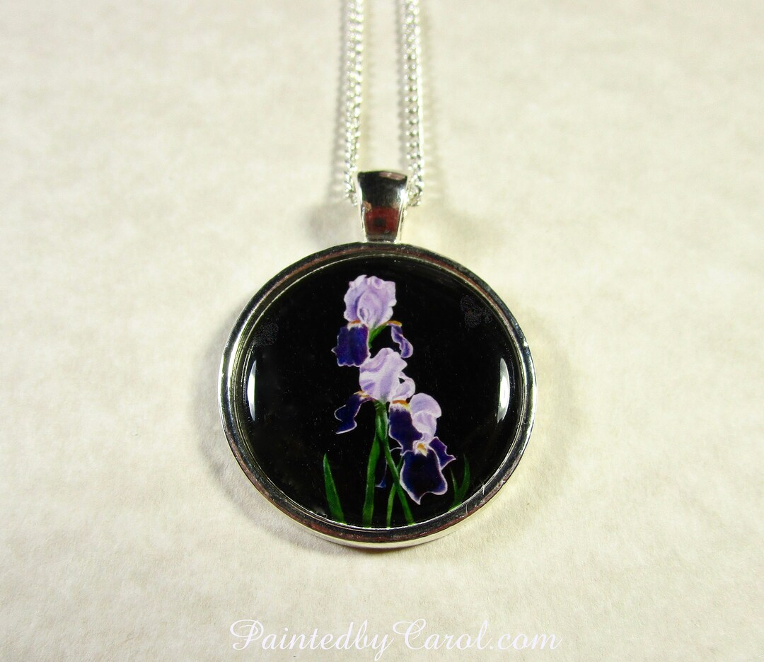 Bearded Iris Pendant, Bearded Iris Jewelry, Iris Necklace, Purple Iris ...