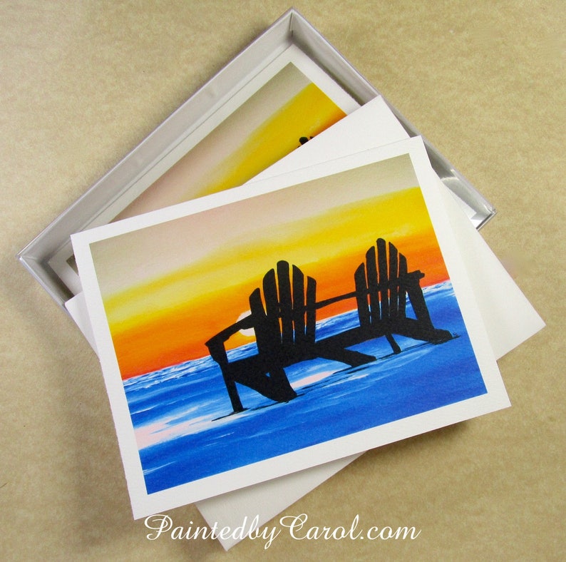 Beach Sunset Note Cards, Blank Beach Sunset Note Card Set, Beach ...