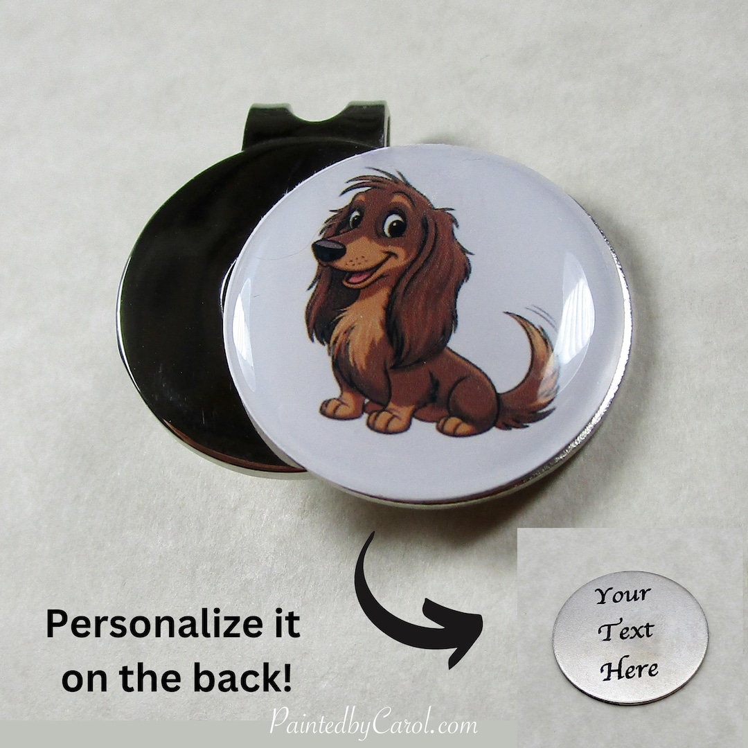 Long Haired Dachshund Golf Ball Marker, Personalized Weiner Dog Gifts ...