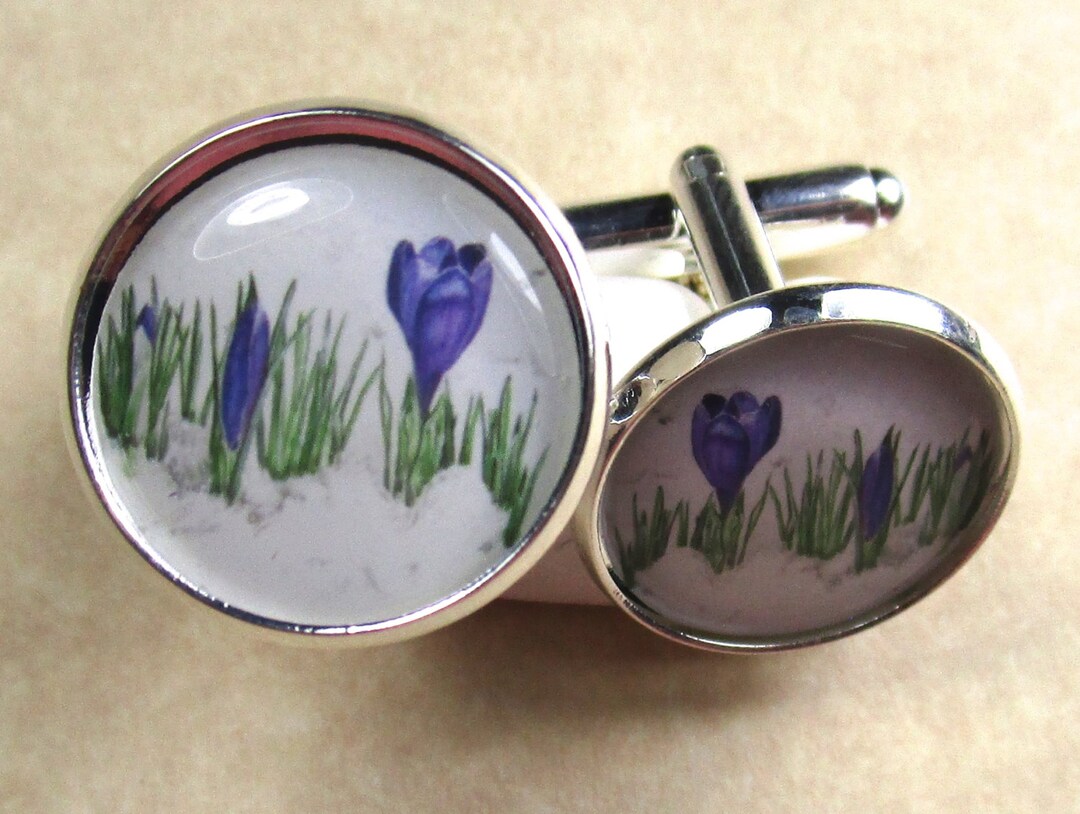 Purple Crocus Cufflinks, Crocus Mens Gifts, Crocus Wedding Jewelry ...