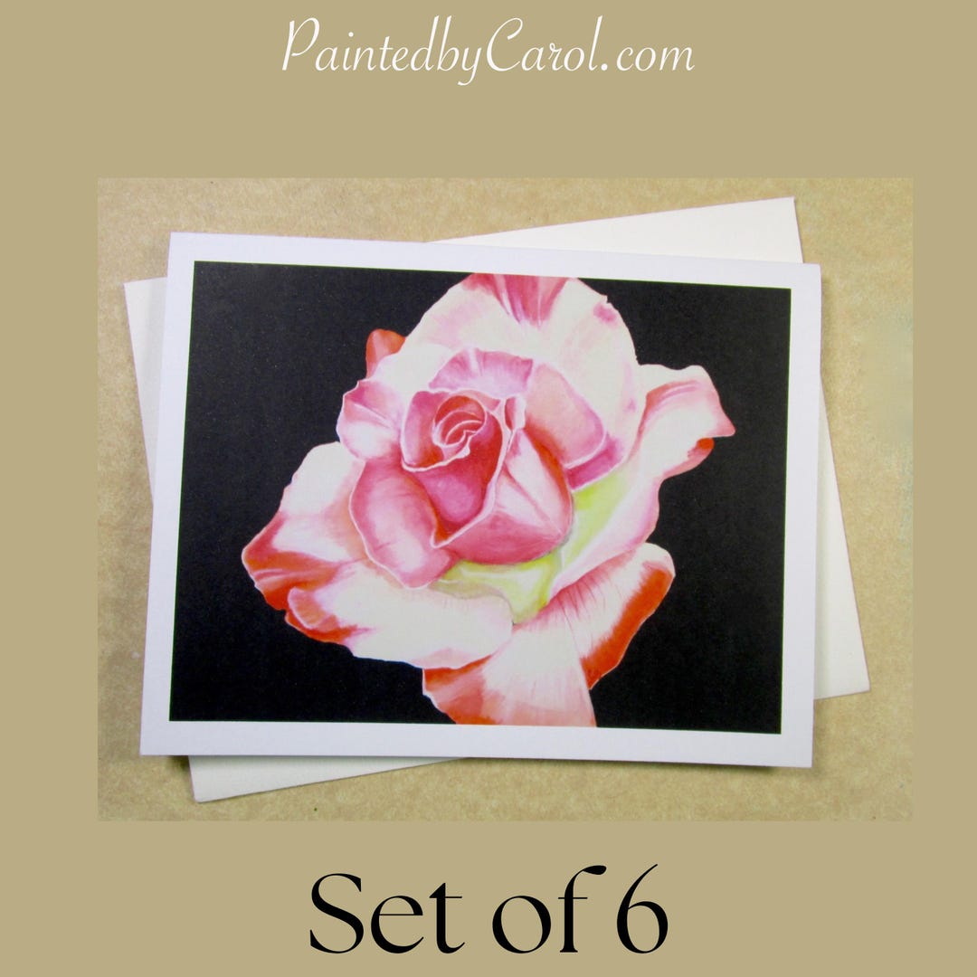 Rose Note Cards, Pink Rose Note Cards, Blank Note Cards, Pink Flower ...
