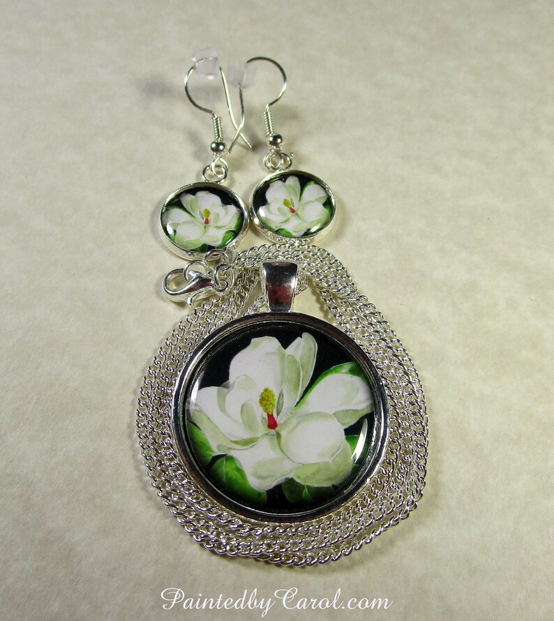 Magnolia Pendant Magnolia Necklace Magnolia Jewelry | Etsy