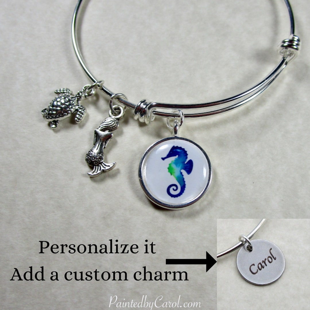 Seahorse Bangle Bracelet, Seahorse Jewelry, Seahorse Bracelet, Seahorse ...