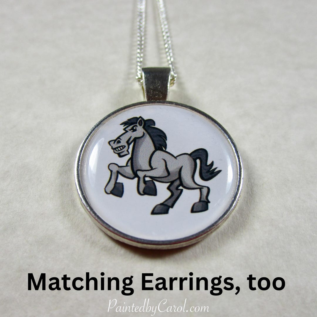Mustang Necklace, Horse Mascot Pendant / Team Spirit Jewelry Gifts - Etsy