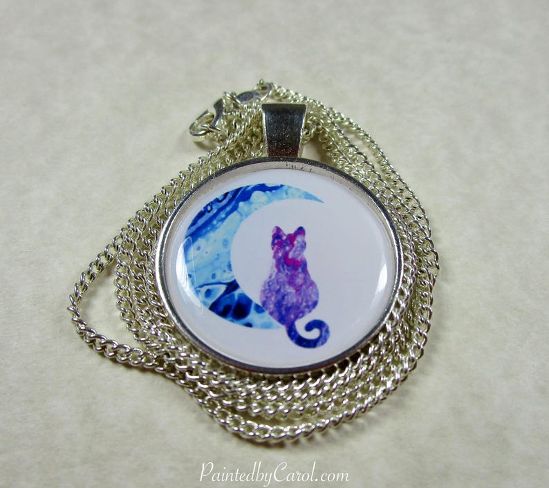Cat & Moon Necklace, Kitten Mom Pendant / Pet Mom Jewelry Gifts - Etsy