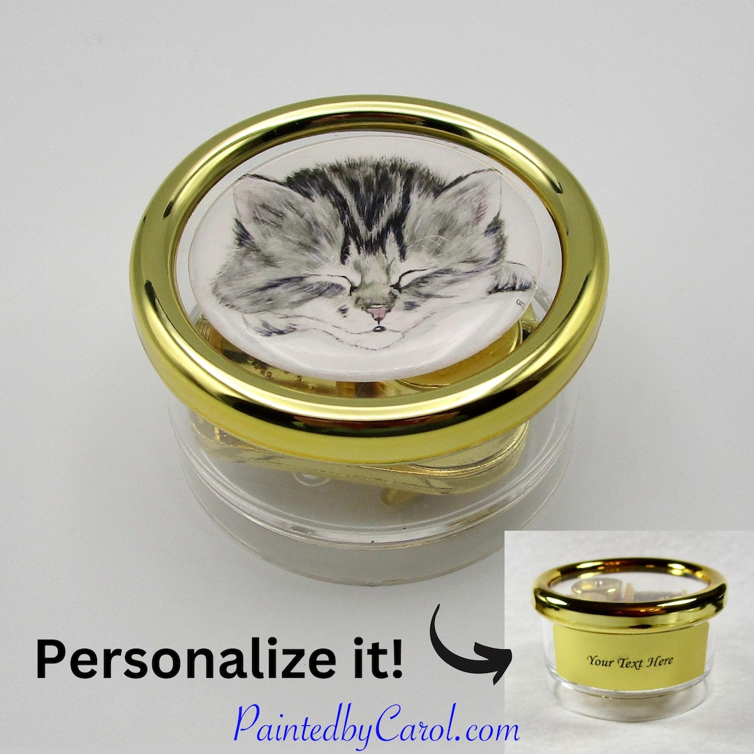 Gray Tabby Kitten Music Box, Cat Gifts, Cat Mom Gift, Cat Music Box ...