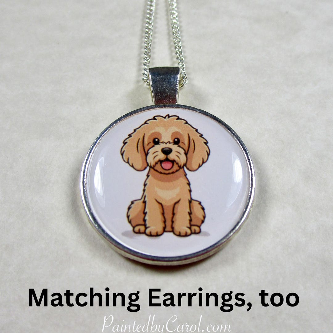 Goldendoodle Cartoon Pendant, Goldendoodle Jewelry, Goldendoodle ...