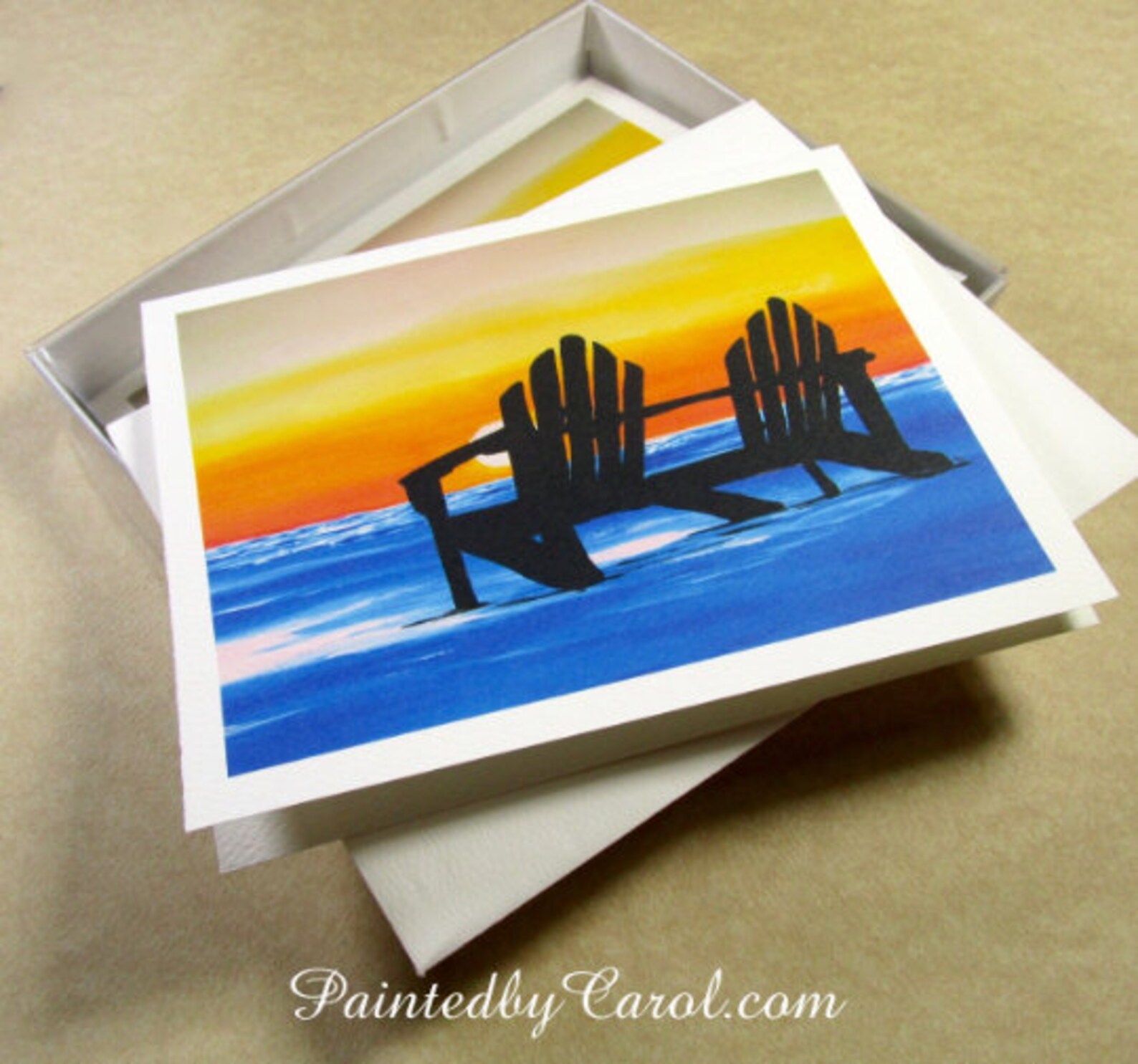 Beach Sunset Note Cards, Blank Beach Sunset Note Card Set, Beach ...