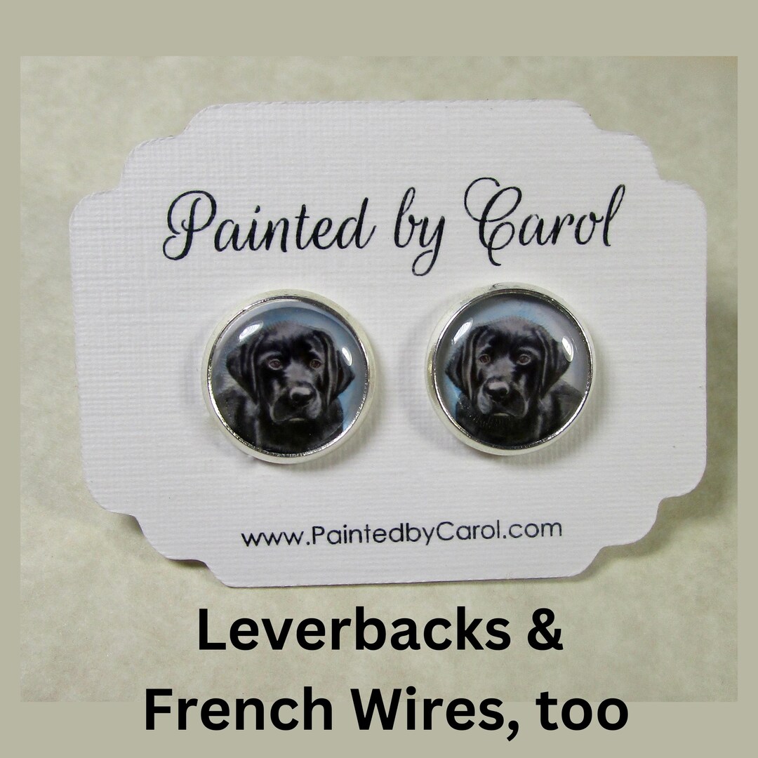 Black Labrador Retriever Portrait Earrings, Black Lab Jewelry, Black ...