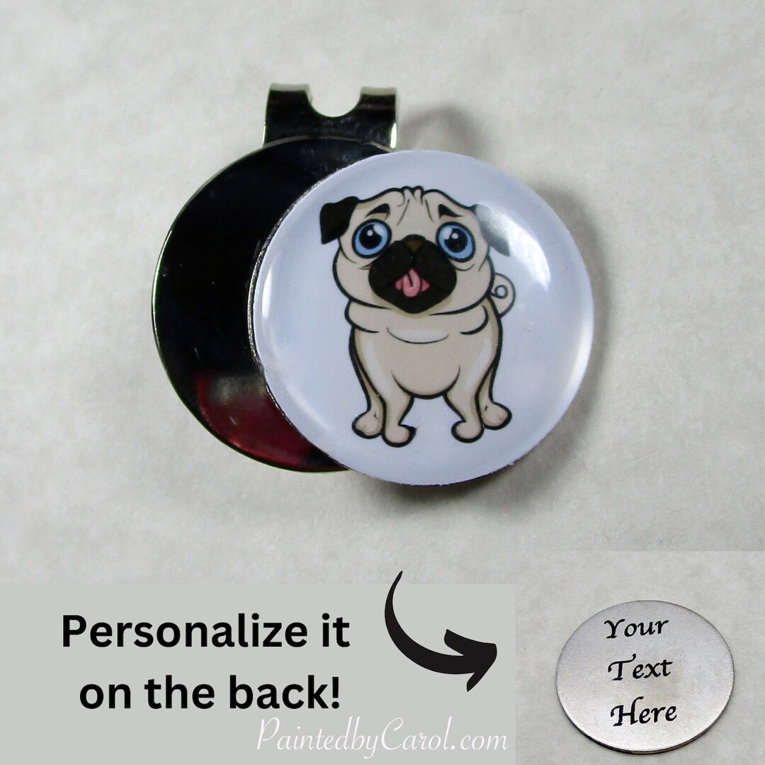 Pug Golf Ball Marker, Fawn Pug Gifts, Buff Pug Men's Gifts, Pug Dad ...