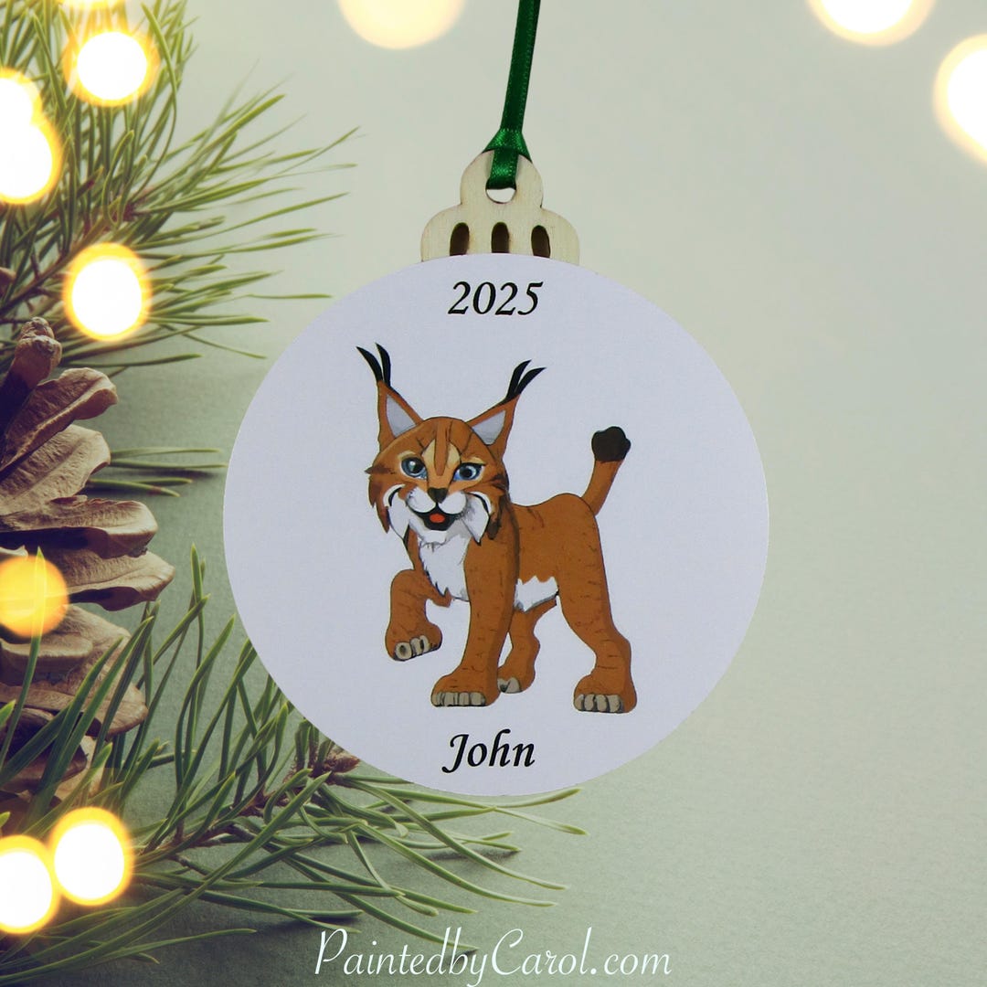 Bobcat Christmas Ornament: Personalized Lynx Holiday Decoration - Etsy