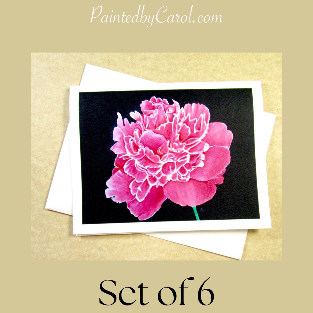 Peony Note Cards, Blank Pink Flower Stationery / Floral Lover Gifts - Etsy
