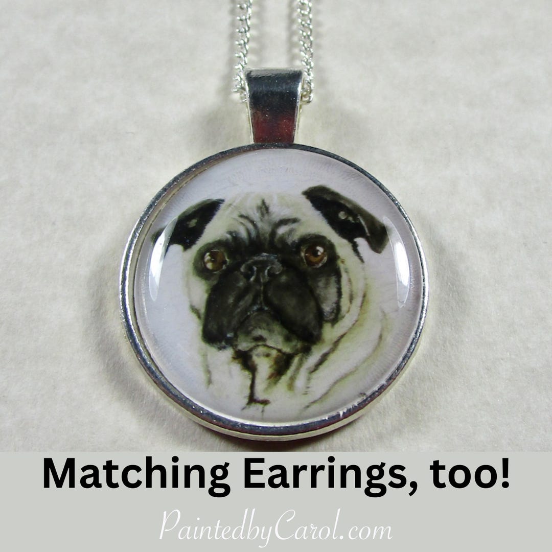 Pug Pendant Portrait, Pug Necklace, Pug Jewelry, Fawn Pug Gifts, Pug ...