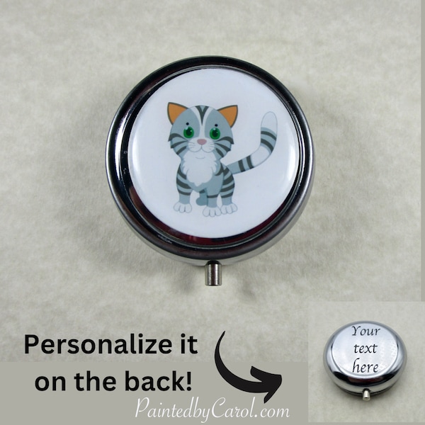 Tabby Cat Pill Box - Etsy