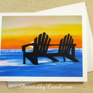 Beach Sunset Note Cards, Blank Beach Sunset Note Card Set, Beach ...
