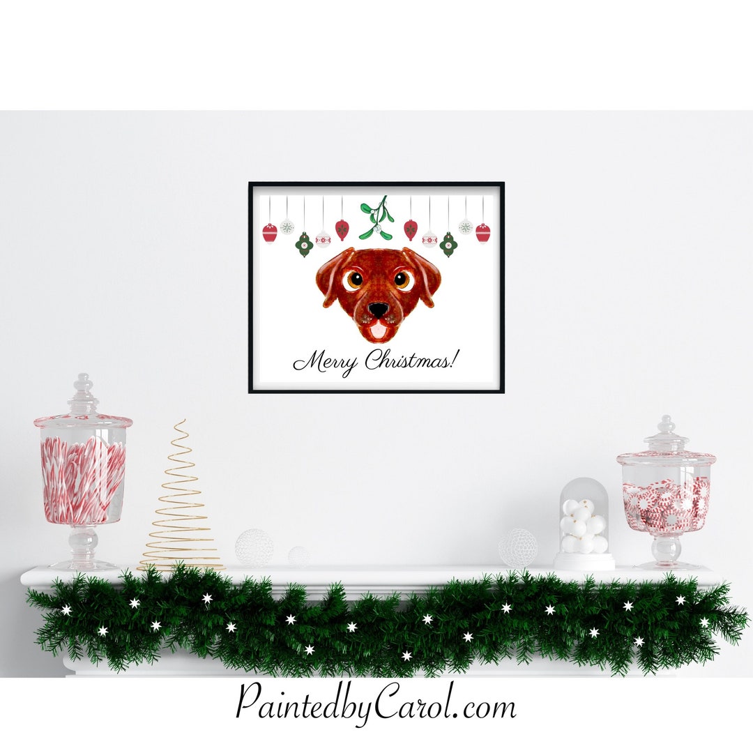 Chocolate Lab Print, Chocolate Lab Christmas Digital Download, Print at ...