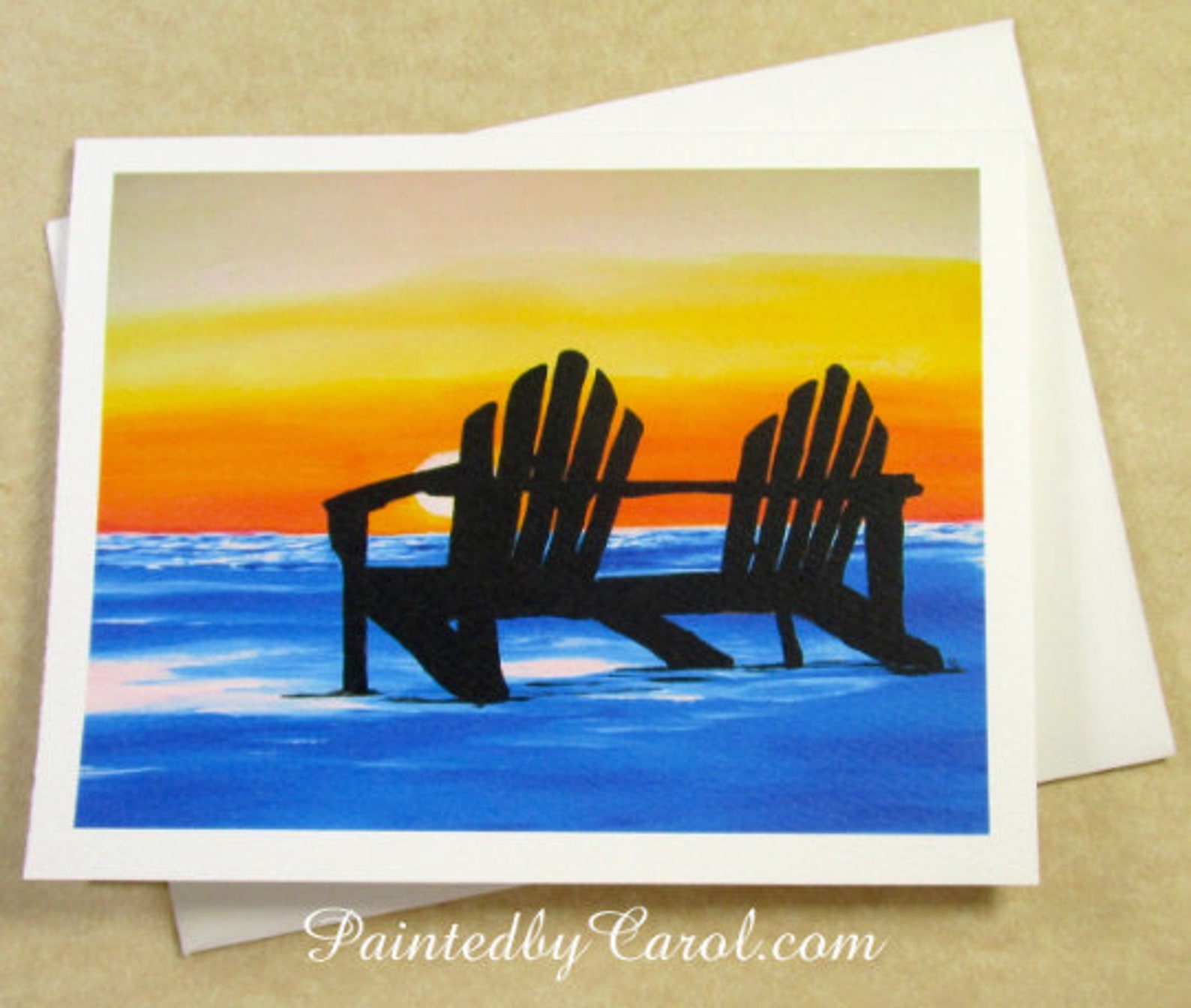 Beach Sunset Note Cards, Blank Beach Sunset Note Card Set, Beach ...