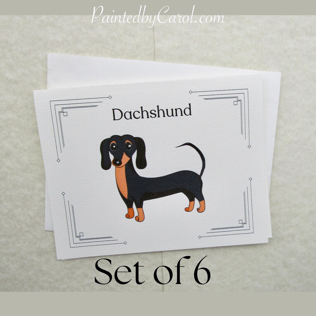 Black and Tan Dachshund Note Cards, Note Cards With Dachshund, Smooth ...