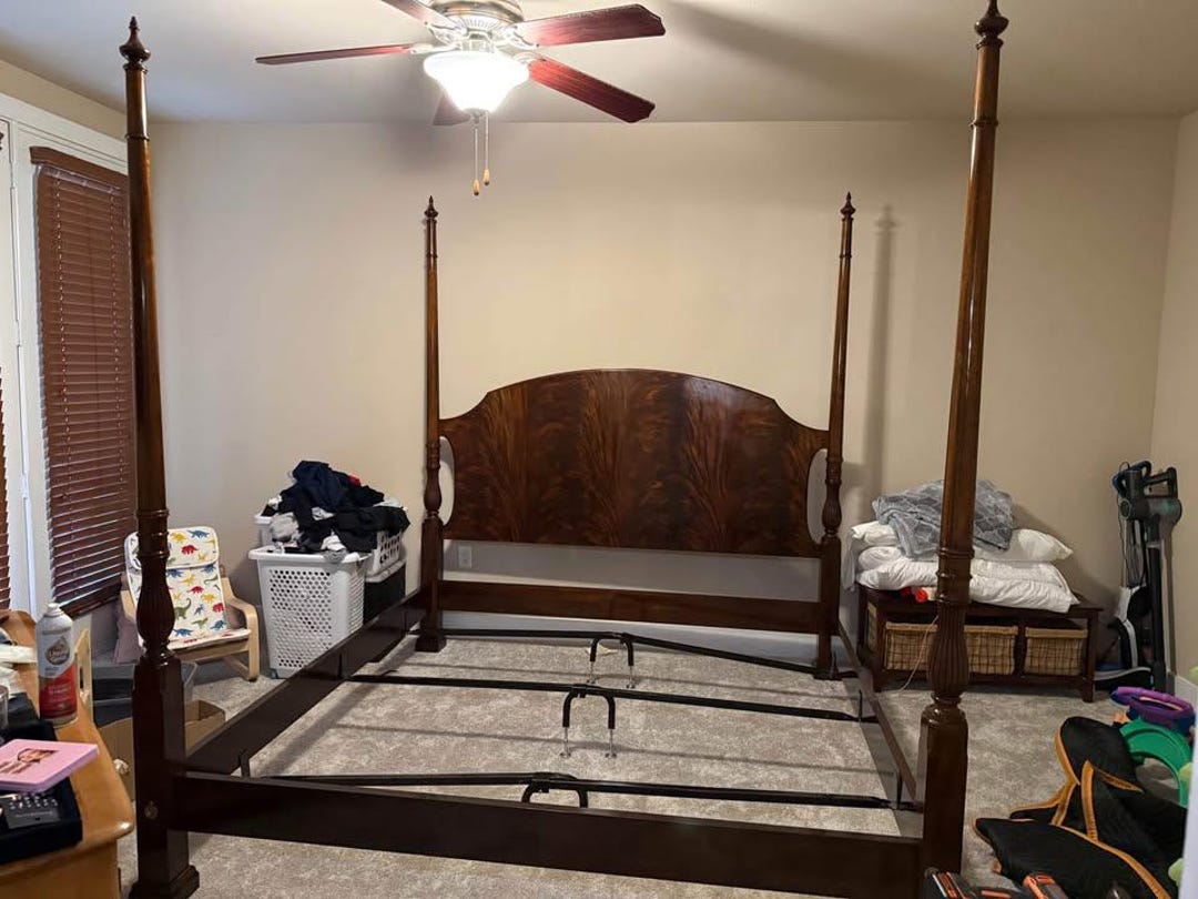 Henkel Harris King 4 Poster Bed Mahogany RARE FIND W/ Steel Supports ...
