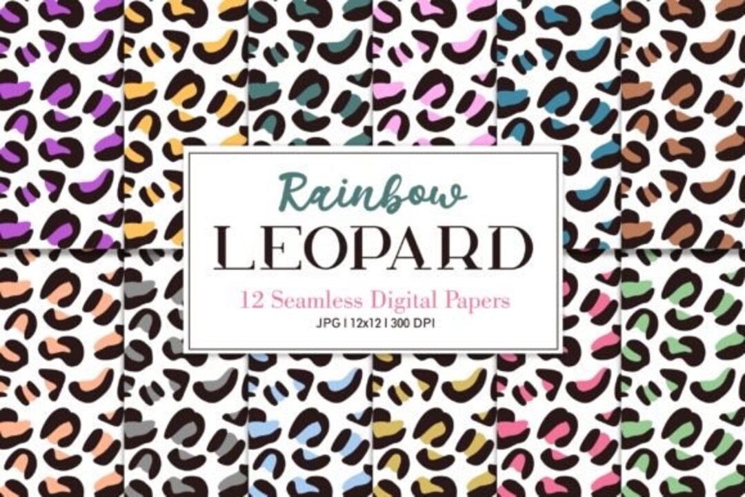 12 Seamless Rainbow Leopard Graphic Watercolor Luxury Pattern Digital ...