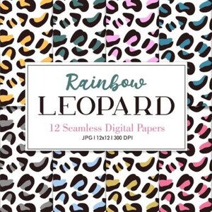 12 Seamless Rainbow Leopard Graphic Watercolor Luxury Pattern Digital ...