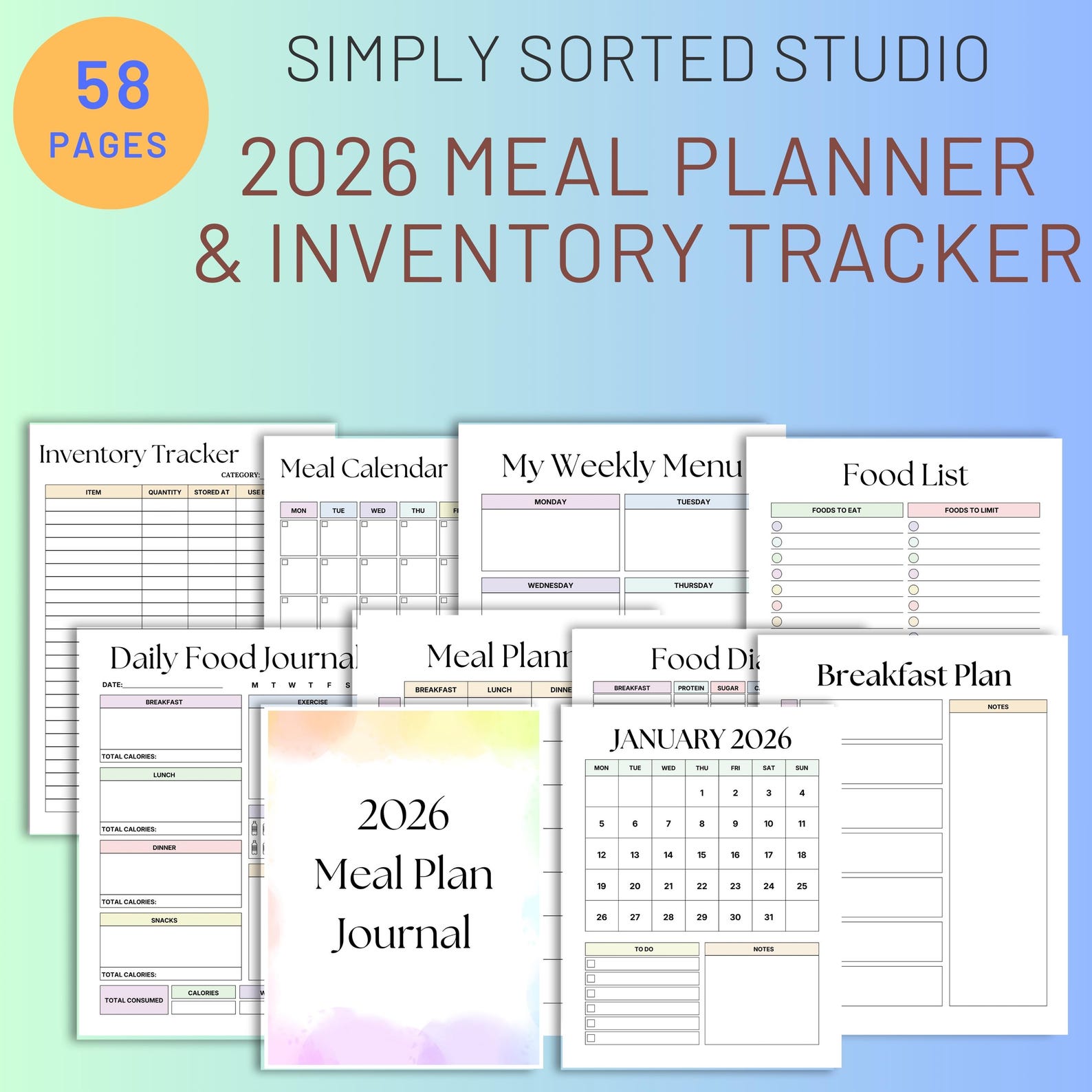 FULL COLOR - 2026 Meal Planner & Inventory Tracker Inventory Printable ...