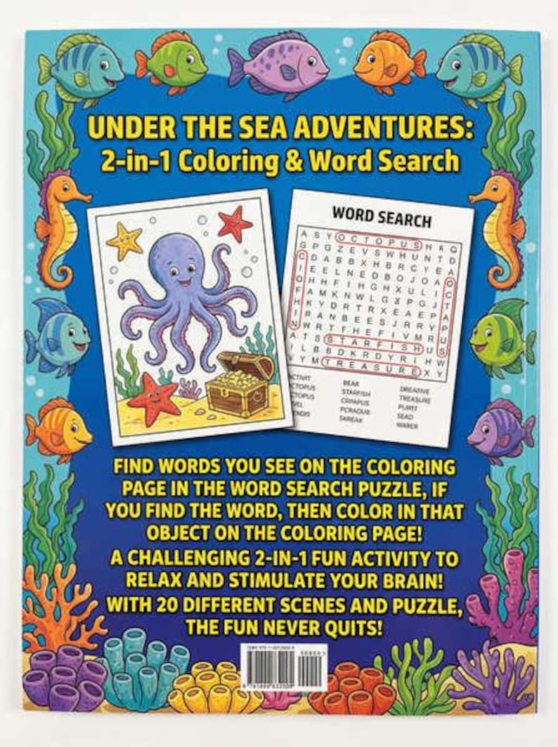 Under the Sea Coloring Word Search Puzzle Book- for Kids and Adults - Etsy