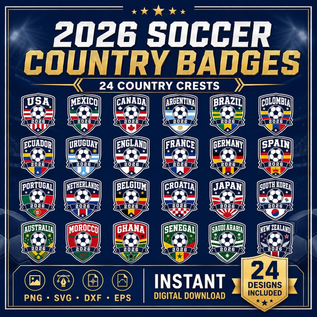 2026 Soccer Country Crests Bundle, 24 National Emblems (digital ...
