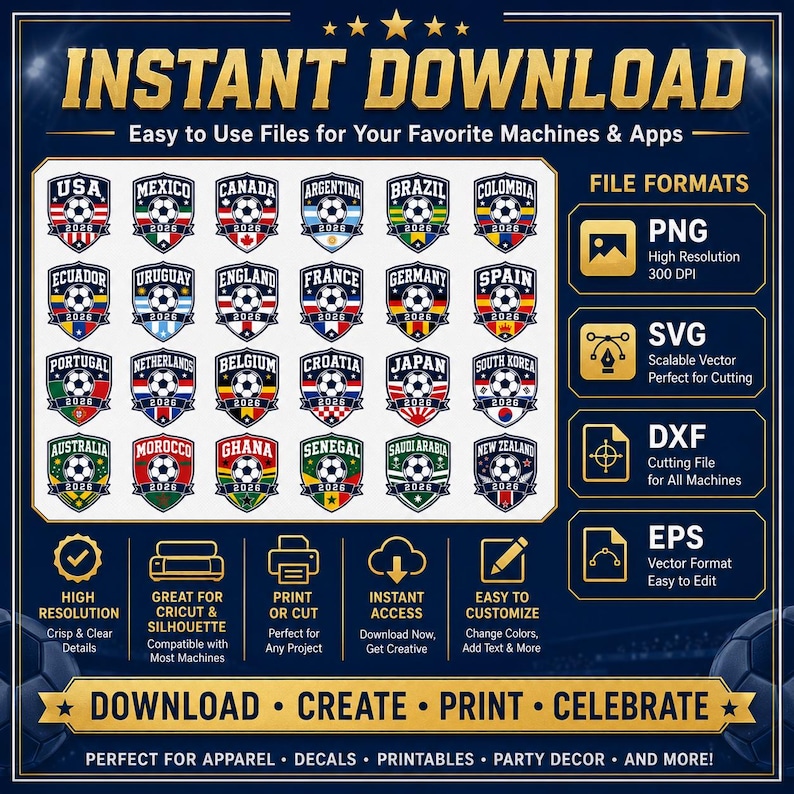 2026 Soccer Country Crests Bundle, 24 National Emblems (digital ...
