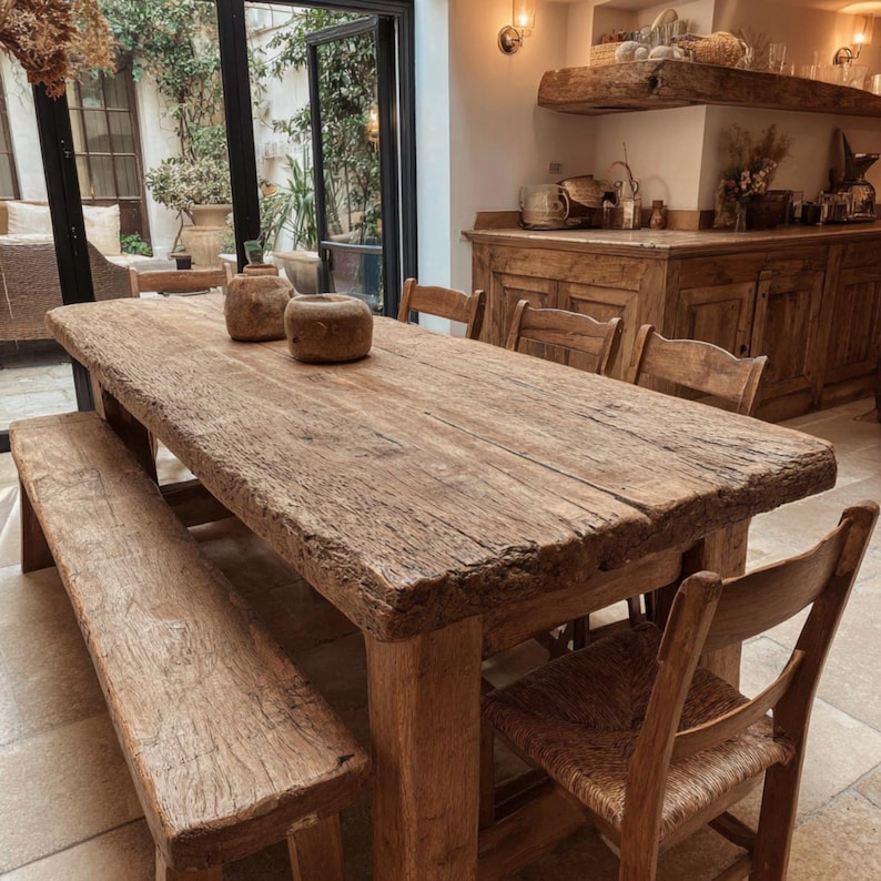 Rustic Wooden Dining Table – Solid Rustic Wooden Farmhouse Table - Etsy UK