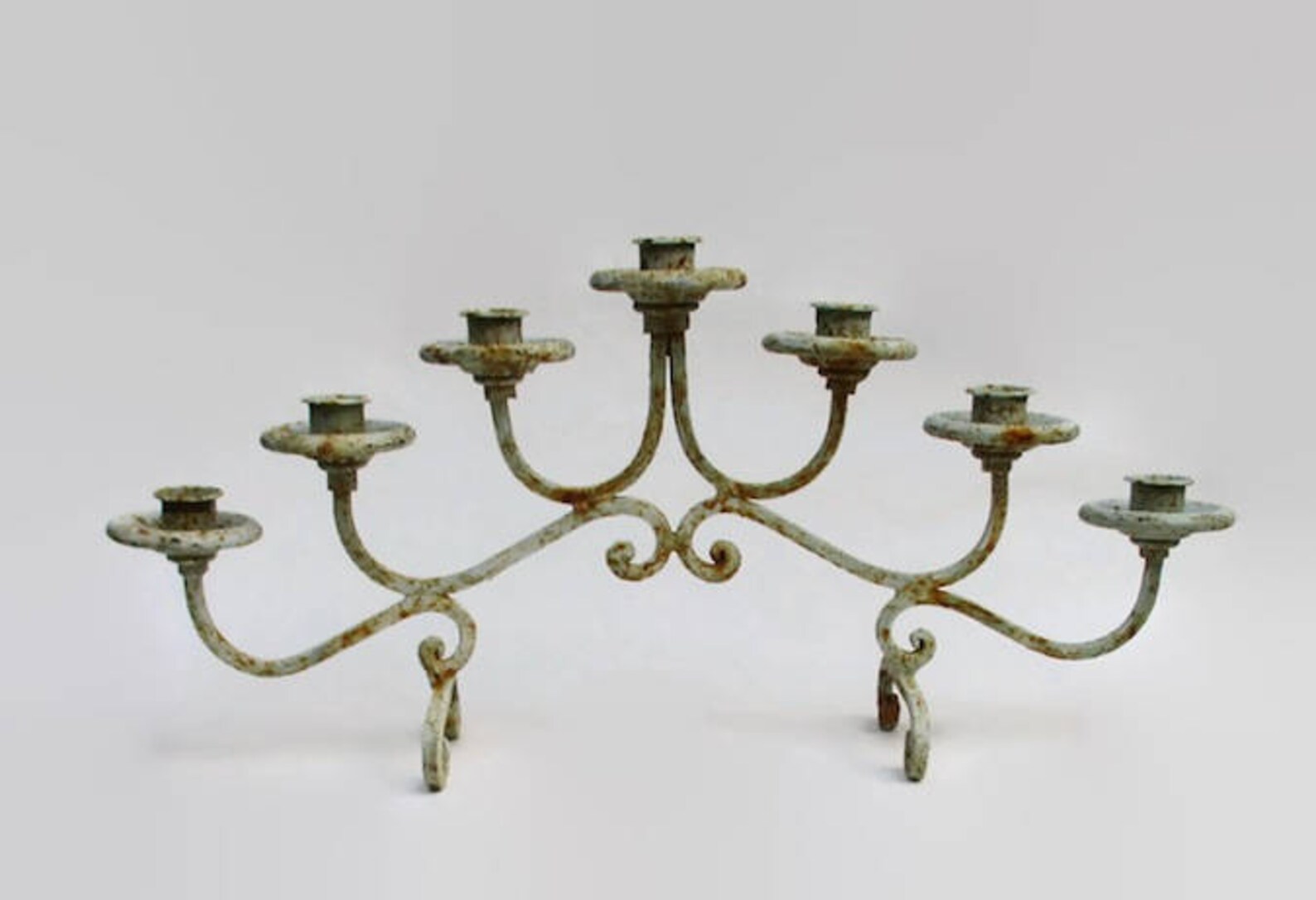 Rusty Candle Holder Hand Painted Blue Rusty Metal Shabby Chic Beach Cottage French Farmhouse 7 ...