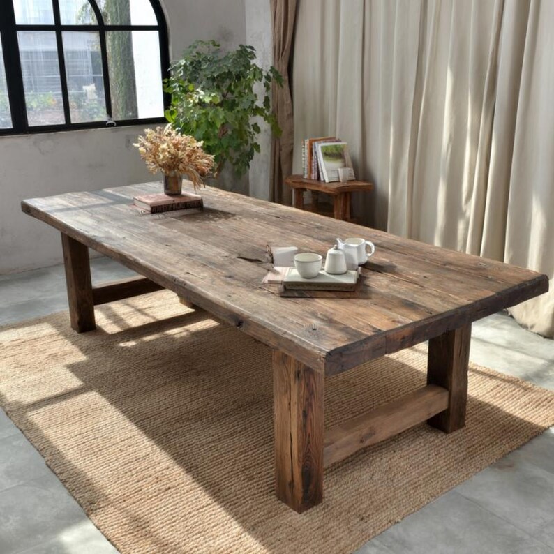 Rustieke tafel walnoot, houten keukentafel, boerderij eettafel ...