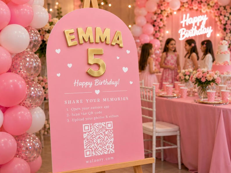 Birthday Luxury Acrylic QR Sign + Digital Memory Platform – Guest Photo ...