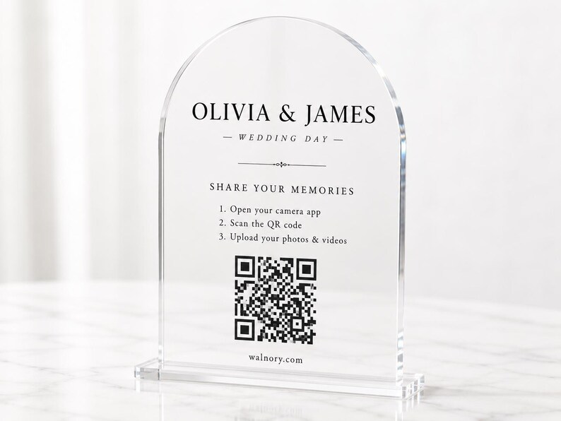 Wedding Luxury Acrylic QR Table Sign + Digital Memory Platform — Basic ...
