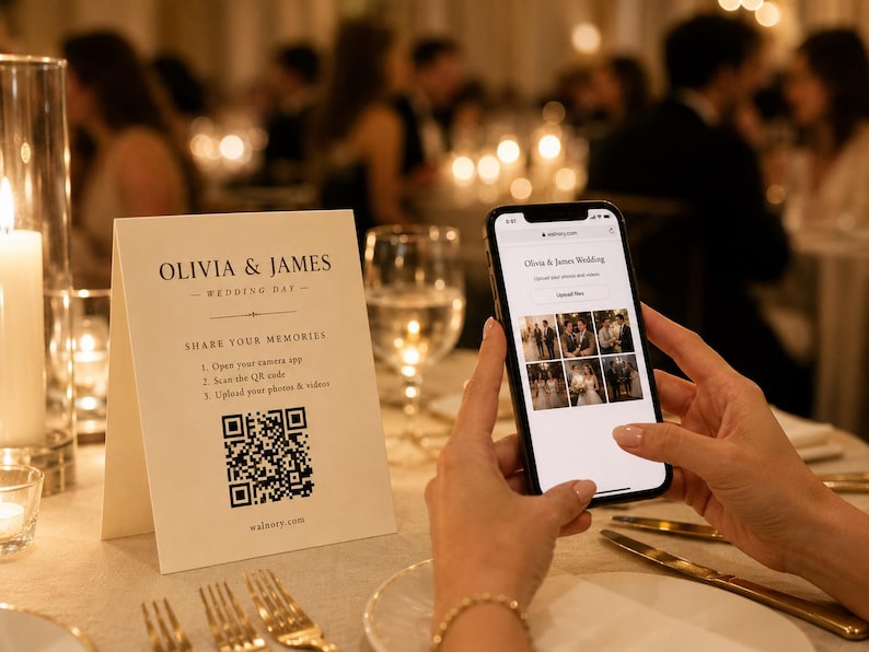 Wedding Luxury Acrylic QR Table Sign + Digital Memory Platform — Basic ...