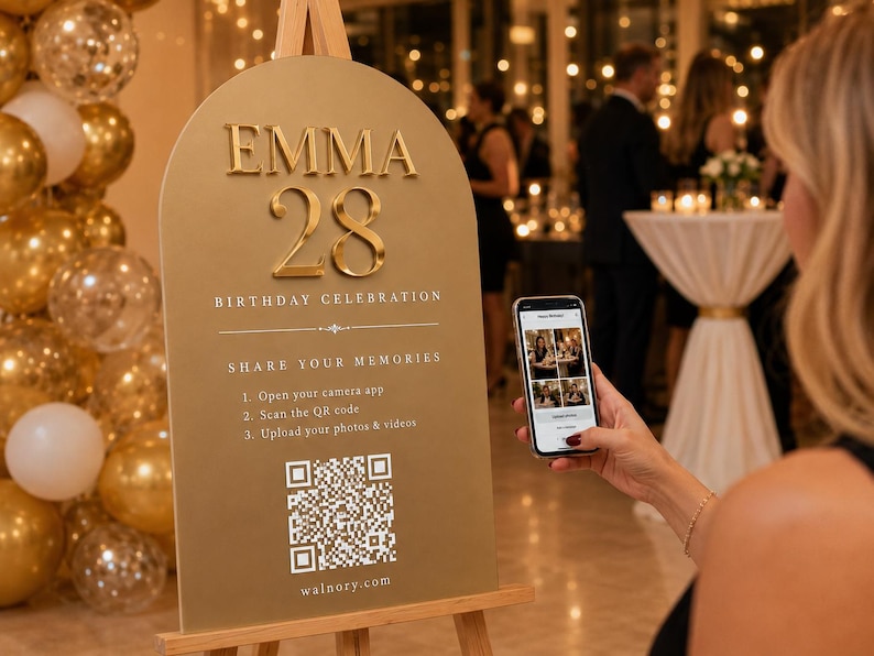 Birthday Luxury Acrylic QR Sign + Digital Memory Platform – Guest Photo ...