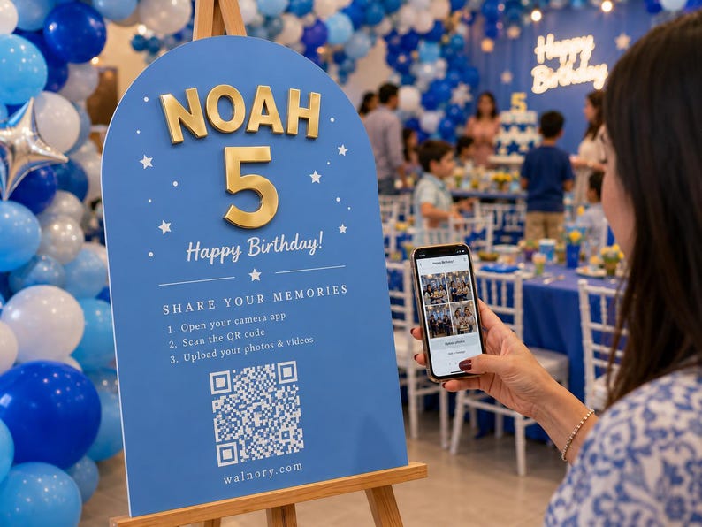 Birthday Luxury Acrylic QR Sign + Digital Memory Platform – Guest Photo ...