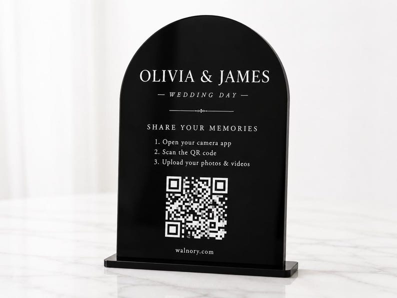 Wedding Luxury Acrylic QR Table Sign + Digital Memory Platform — Basic ...