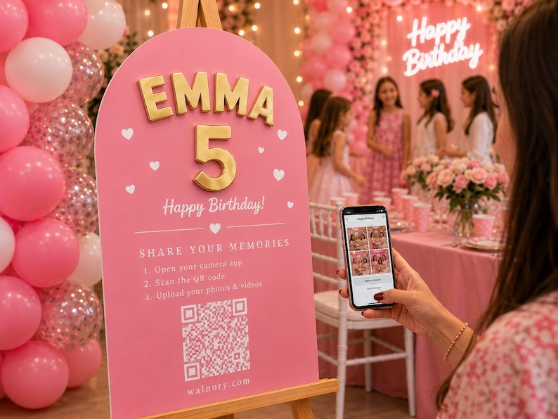 Birthday Luxury Acrylic QR Sign + Digital Memory Platform – Guest Photo ...