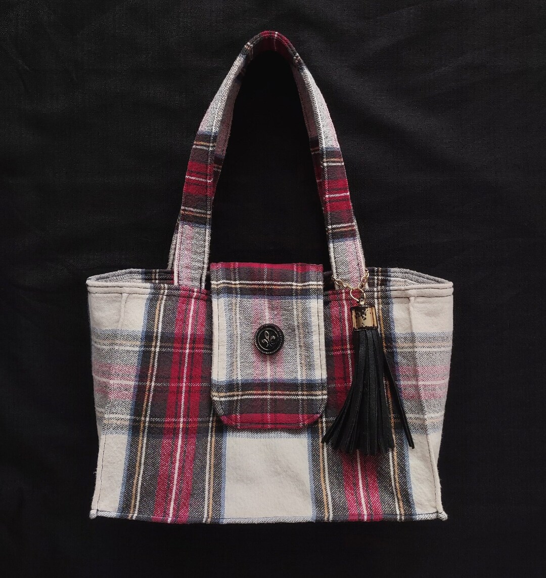 11" Plaid Flannel Top-handle Purse Bag - Upcycled Mini Tote - Etsy
