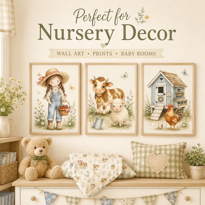 Watercolor Farm Clipart Bundle, Farm Animals, Cottage Nursery Art ...