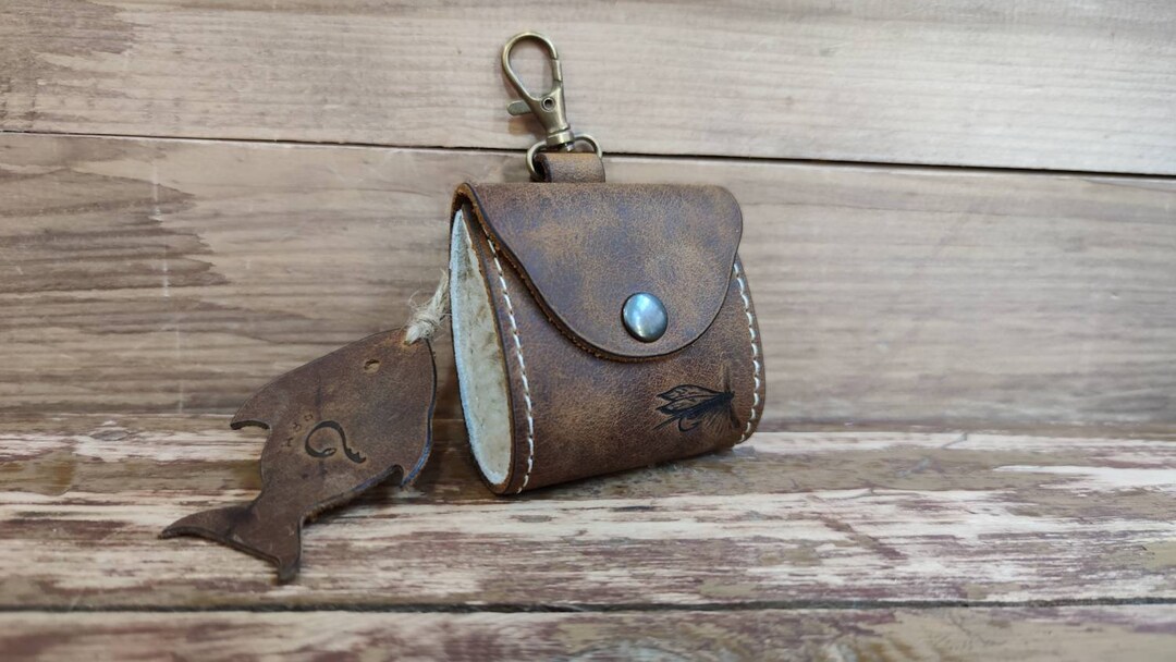 Personalized Leather Fly Fishing Wallet With Sheep Skin- Custom Hand ...