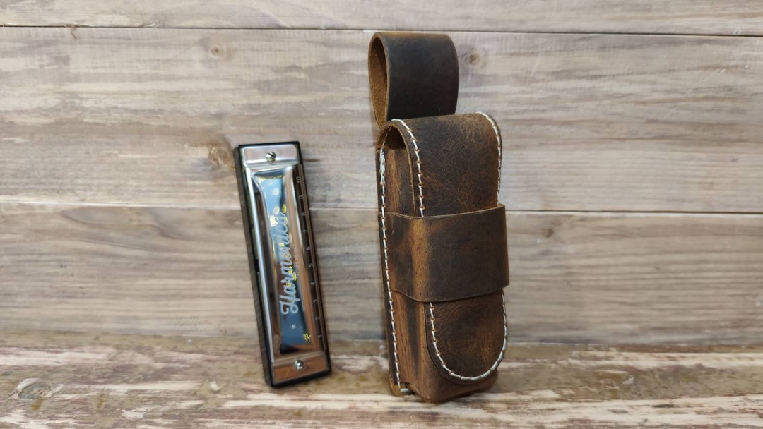 Personalized Leather Harmonica Case for One 10 Hole Diatonic Harmonica ...