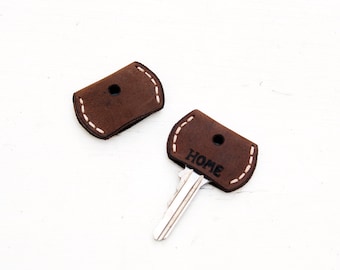 Personalized Set of Three Leather Key Cover key Topper key Cap - Etsy
