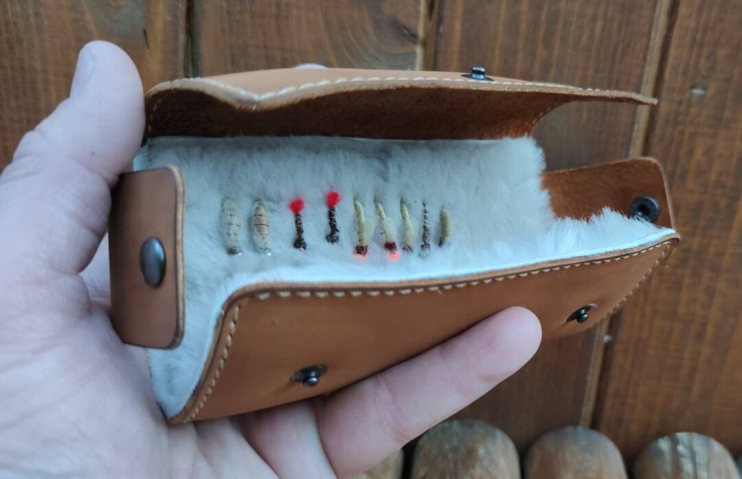 Personalized Leather Fly Fishing Wallet With Sheep Skin -fishing ...