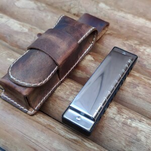 Personalized Leather Harmonica Case for One 10 Hole Diatonic Harmonica ...