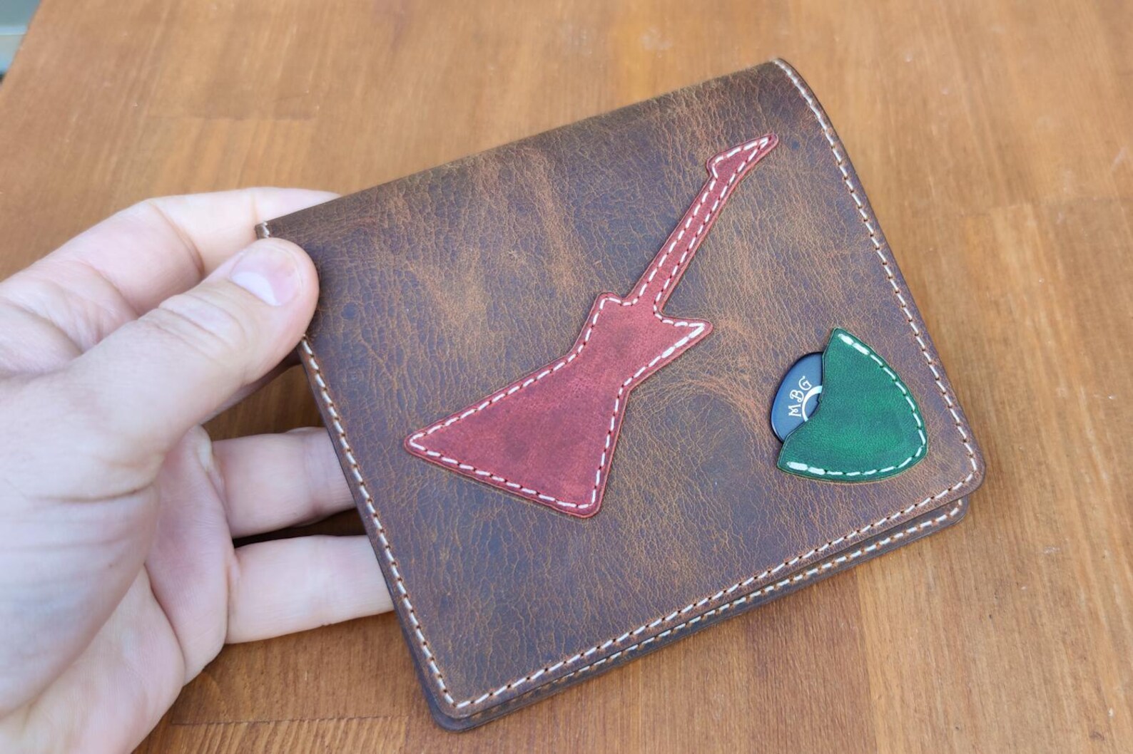 Personalized Leather Guitar Pick and Strings Wallet , Guitar Pick ...