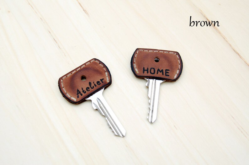 Personalized Set of Three Leather Key Cover key Topper key | Etsy